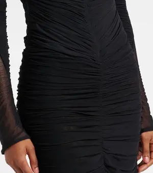 MUGLER Ruched Maxi Skirt - Black