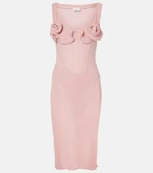 Magda Butrym Floral-appliqué Silk-blend Bustier Dress - Pink