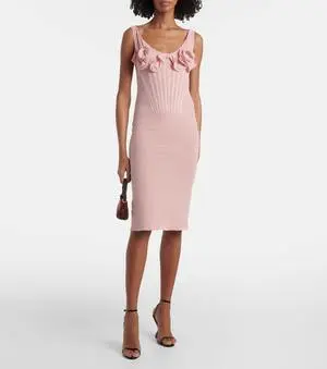 Magda Butrym Floral-appliqué Silk-blend Bustier Dress - Pink