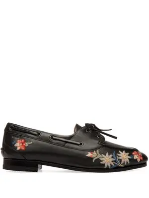 Bally Floral-embroidered Moccasin