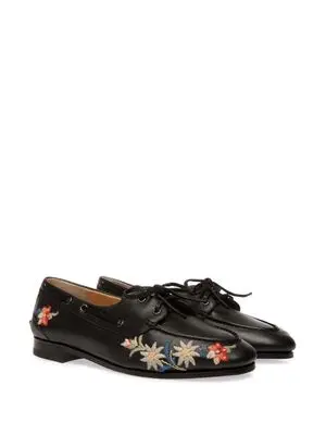 Bally Floral-embroidered Moccasin