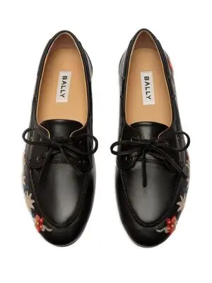 Bally Floral-embroidered Moccasin