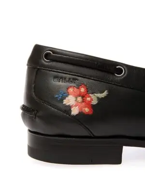 Bally Floral-embroidered Moccasin