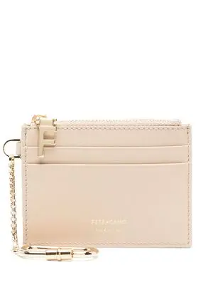 FERRAGAMO Leather Card Holder - Neutrals