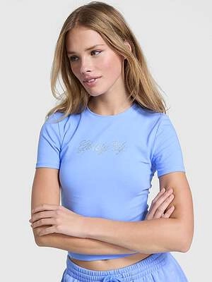 Pink Cotton Baby Tee - Blue