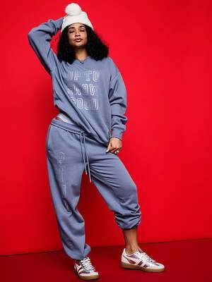 Pink Campus Fleece™ Oversized Crew Sweatshirt - Blue