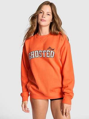Pink Campus Fleece™ Crew Sweatshirt With Graphic Detail - Orange