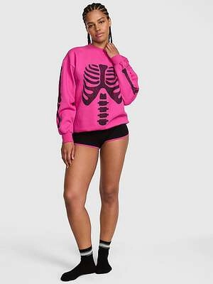 Pink Campus Fleece™ Crew Sweatshirt With Graphic Detail - Pink