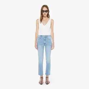 MOTHER The Mid Rise Dazzler Ankle Fray Jeans - Blue