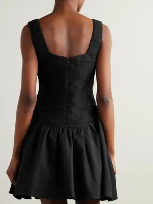 ABADIA Kaia Ruched Chiffon And Twill Mini Dress - Black