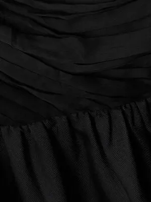 ABADIA Kaia Ruched Chiffon And Twill Mini Dress - Black