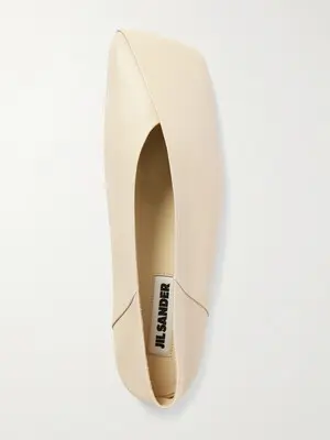 JIL SANDER Asymmetric Leather Ballet Flats - Cream