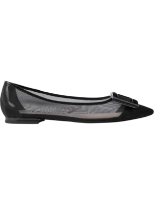 ROGER VIVIER Gommettine Buckled Mesh Ballet Flats - Black