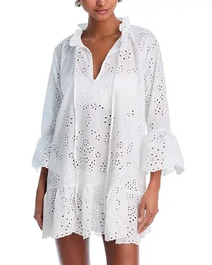 Aqua Embroidered Cover-up Dress Exclusive - White