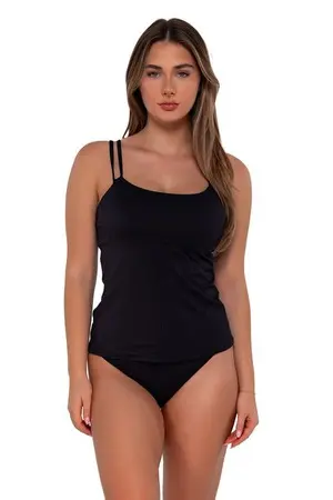 SUNSETS Taylor Tankini Swimsuit Top Dd Cup - Black Seagrass Texture