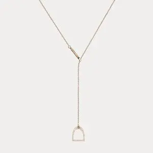 Ralph Lauren Pavé Stirrup Lariat Necklace - K Rose Gold