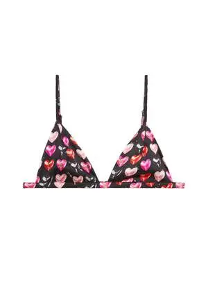 Fleur Du Mal Luxe Triangle Bra - Heartbreaker Print