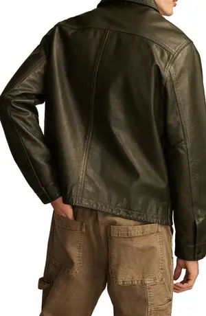 Lucky Brand Leather Touring Jacket - Forest Night