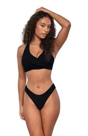 PACIFICA BY SUNSETS Mirabella F Cup Bikini Swimsuit Top - Black Pacifica