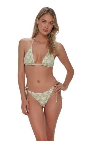 SWIM SYSTEMS Swim Systems Pom Pom Triangle Bikini Top Cactus Flower