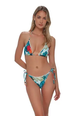 SWIM SYSTEMS Swim Systems Pom Pom Triangle Bikini Top Tiki Tango Rib
