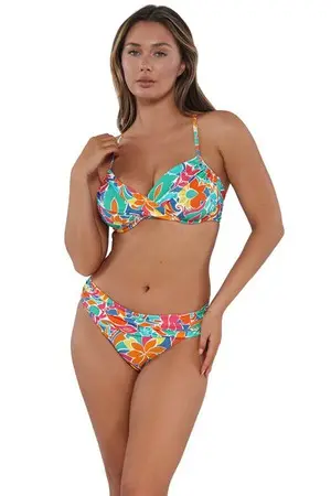 SUNSETS Crossroads Underwire DD Cup Bikini Top Festive Floral Sandbar Rib