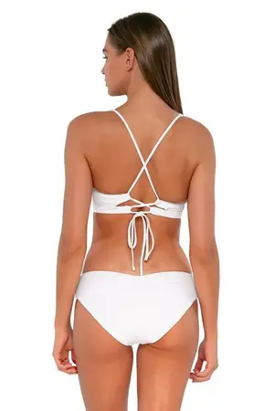 SUNSETS Alana Reversible Hipster Bikini Bottom - White Lily