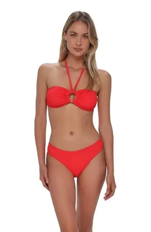 PACIFICA BY SUNSETS Penny Hipster Bikini Bottom - Red Hot Rib