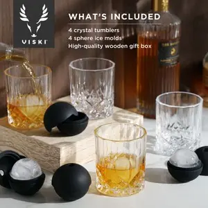 VISKI Admiral 8-piece Crystal Tumbler & Ice Sphere Box Set