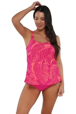 SUNSETS ESCAPE Sunsets Escape Jenna Tankini Top Blushing Palms Sandbar Rib