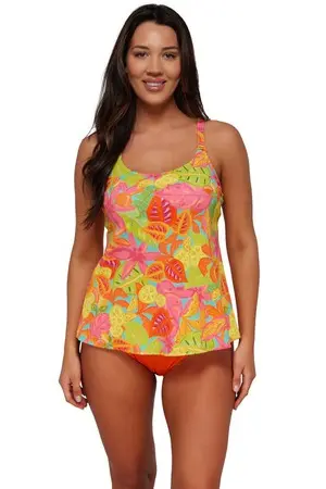 SUNSETS ESCAPE Sunsets Escape Jenna Tankini Top Citrus Grove Sandbar Rib