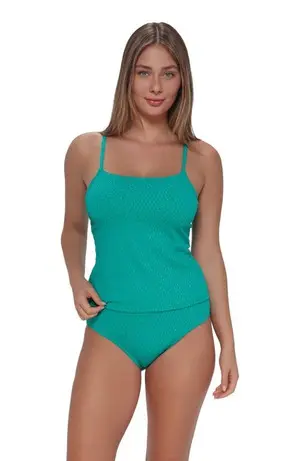 PACIFICA BY SUNSETS Coralie Tankini Swimsuit Top - Jade Jewel Lurex