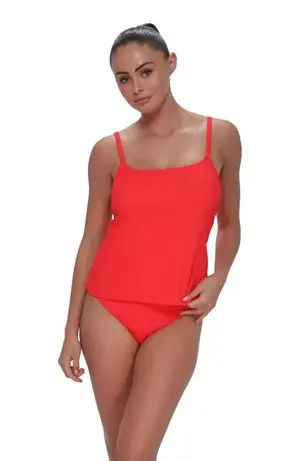 PACIFICA BY SUNSETS Coralie Tankini Swimsuit Top - Red Hot Rib