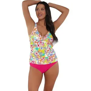 SUNSETS ESCAPE Sunsets Escape Emerson Tankini Swimsuit Top Botanical Bliss Sandbar Rib
