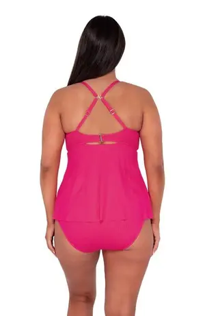 SUNSETS ESCAPE Tori Tankini Swimsuit Top - Begonia Sandbar Rib