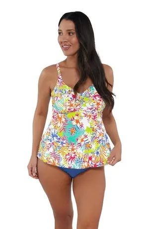 SUNSETS ESCAPE Sunsets Escape Tori Tankini Swimsuit Top Botanical Bliss Sandbar Rib