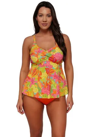 SUNSETS ESCAPE Sunsets Escape Tori Tankini Swimsuit Top Citrus Grove Sandbar Rib