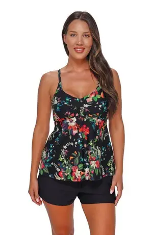 SUNSETS ESCAPE Tori Tankini Swimsuit Top - Fleur Noire
