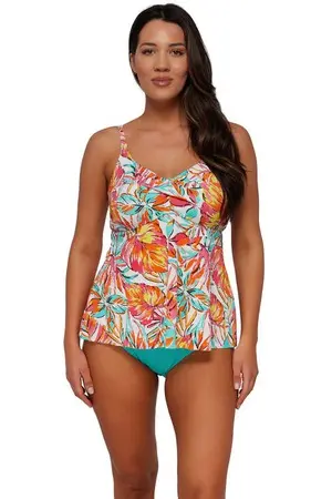 SUNSETS ESCAPE Sunsets Escape Tori Tankini Swimsuit Top Palms Serenade Sandbar Rib