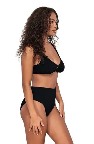 PACIFICA BY SUNSETS Astrid High Waist Bikini Bottom - Black Pacifica