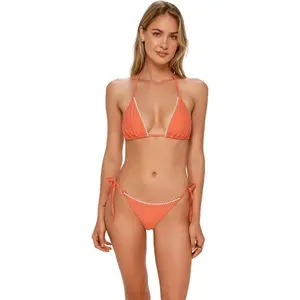 SWIM SYSTEMS Swim Systems Pom Pom Tie Side Bikini Bottom Persimmon