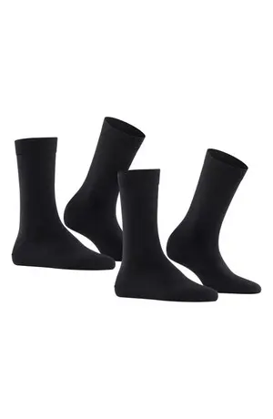 Falke Softmerino 2-pack Virgin Wool-blend Crew Socks - Black