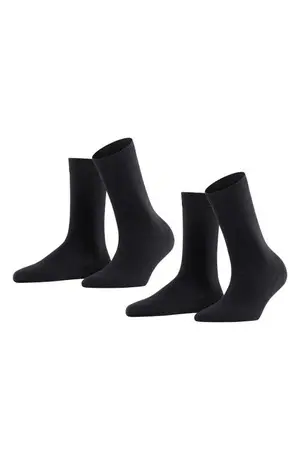 Falke Softmerino 2-pack Virgin Wool-blend Crew Socks - Black