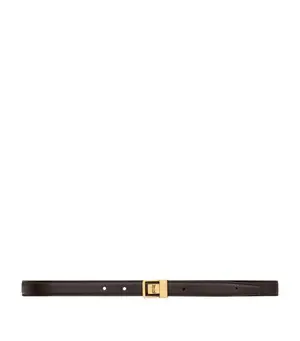 Saint Laurent Leather Belt With Monogram Buckle - Brown