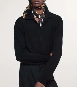 Saint Laurent Wool Polo Sweater - Black