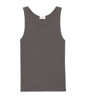 Saint Laurent Cotton Cassandre Sleeveless Top - Grey