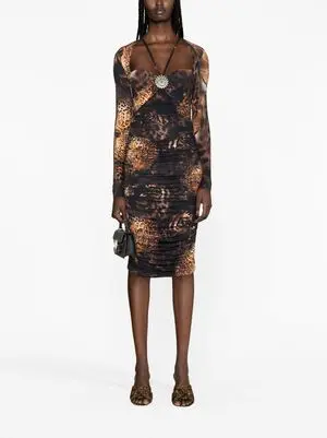 Roberto Cavalli Animal Print Midi Dress