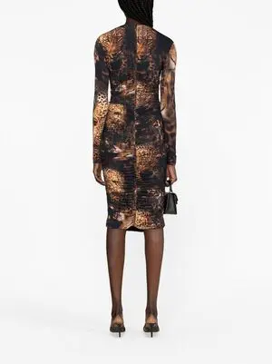 Roberto Cavalli Animal Print Midi Dress