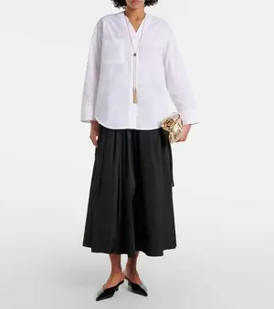 Max Mara Gea Pleated Taffeta Maxi Skirt