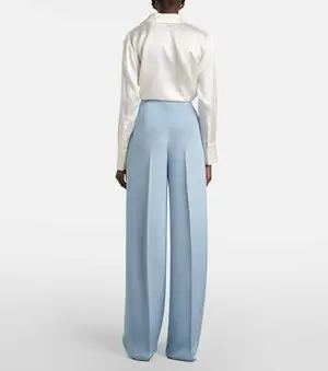 Max Mara Origano High-rise Wide-leg Silk Pants - Blue